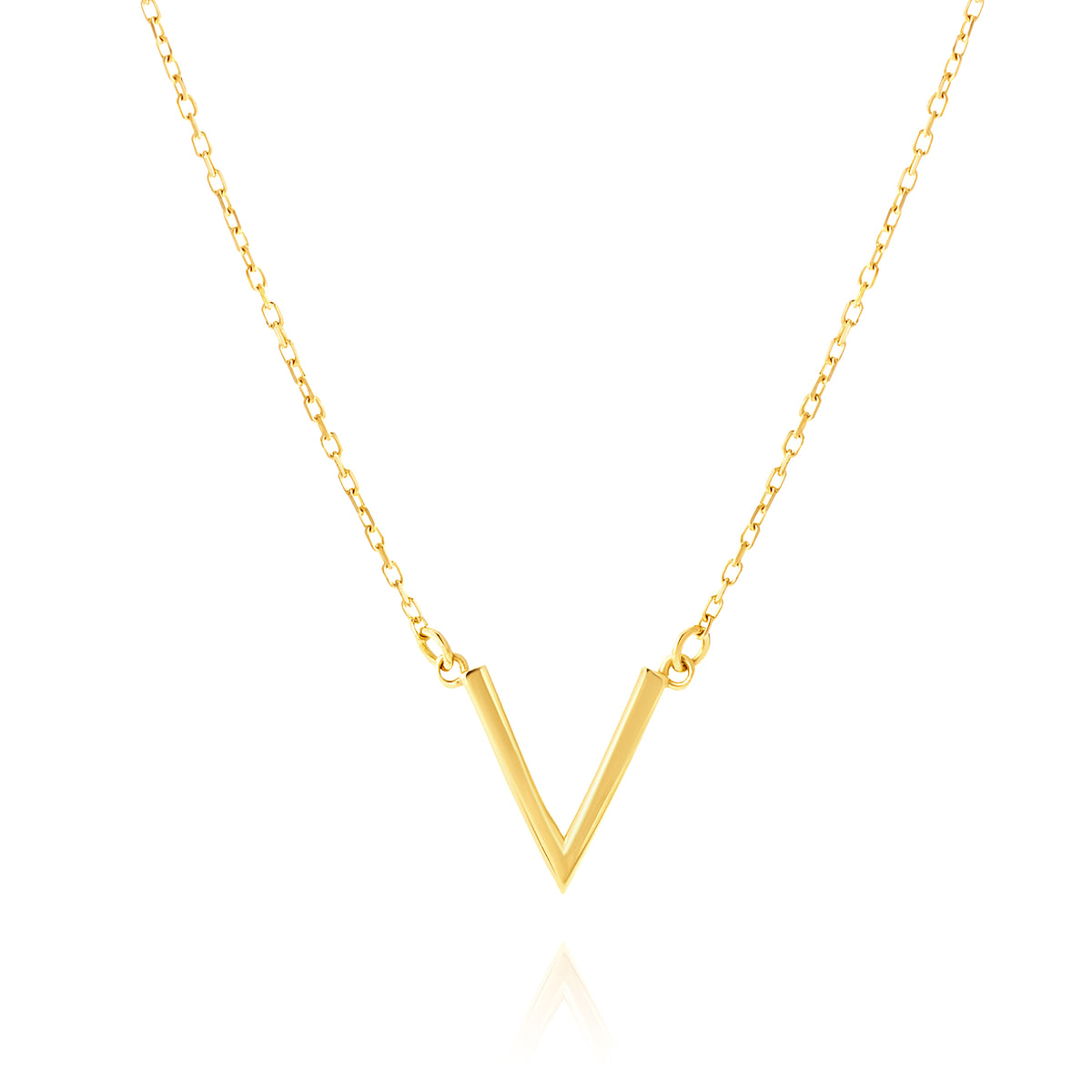 18K Pure Gold V Necklace