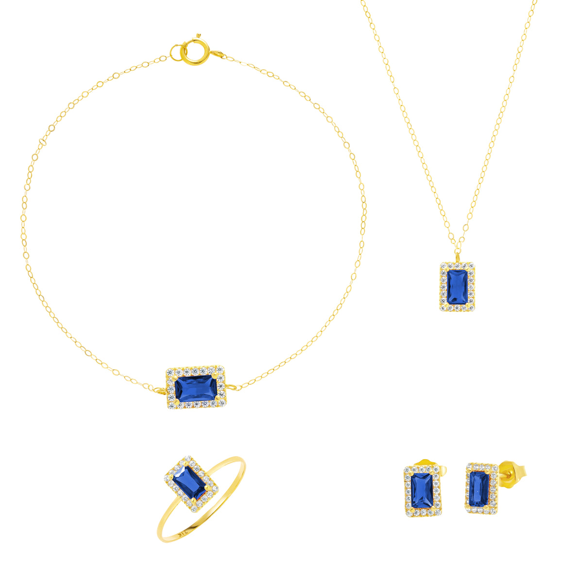 21K Pure Gold Blue Stone Jewelry Set – Tala Gold Collection