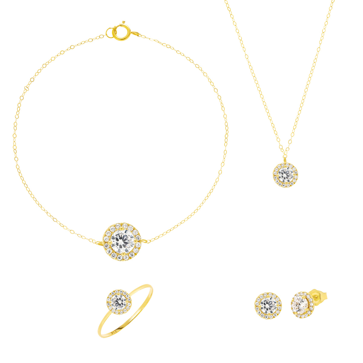 21K Pure Gold White Stone Jewelry Set – Tala Gold Collection