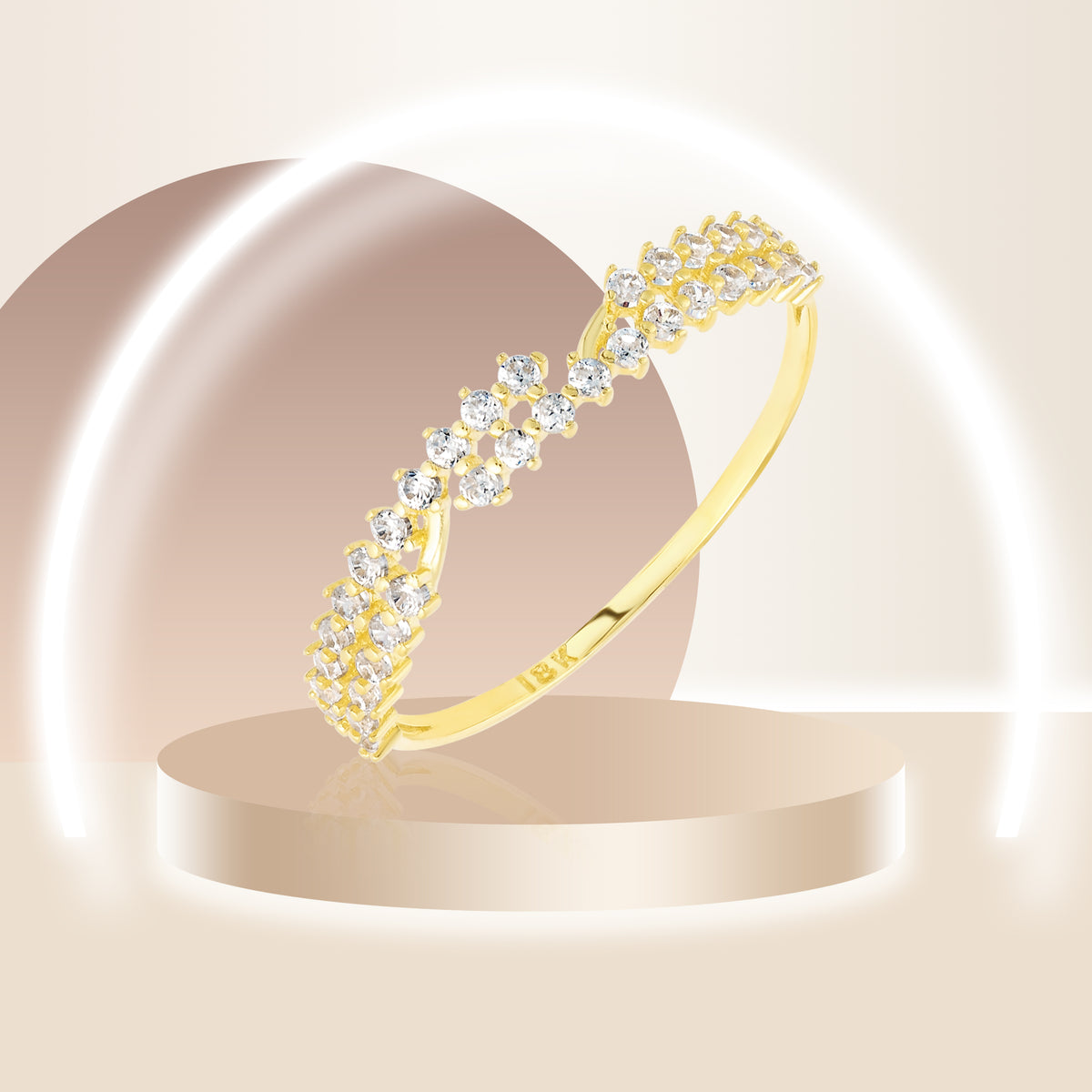 18K Pure Gold Round Stone Ring – Tala Gold Collection