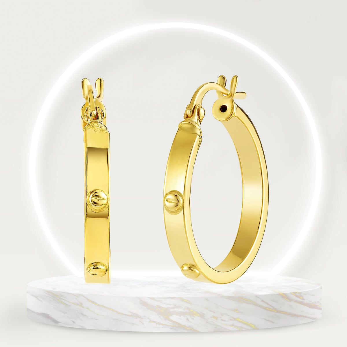 18K Pure Gold Round Loop Earring Set – Tala Gold Collection