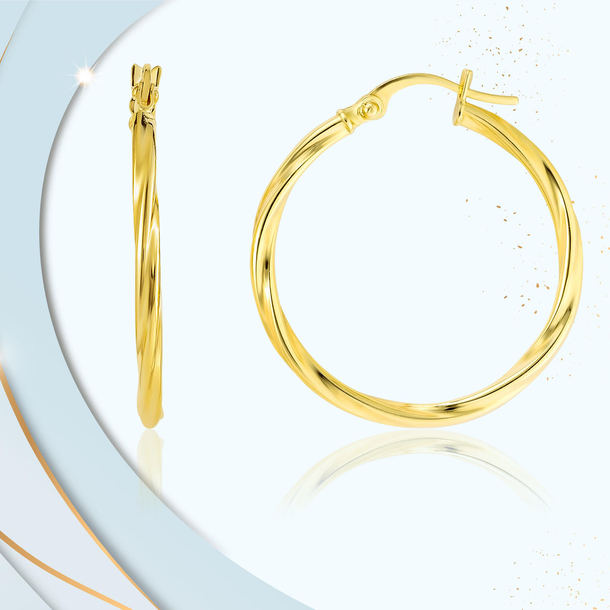 18K Pure Gold Round Twisted Loop Earring Set – Tala Gold Collection
