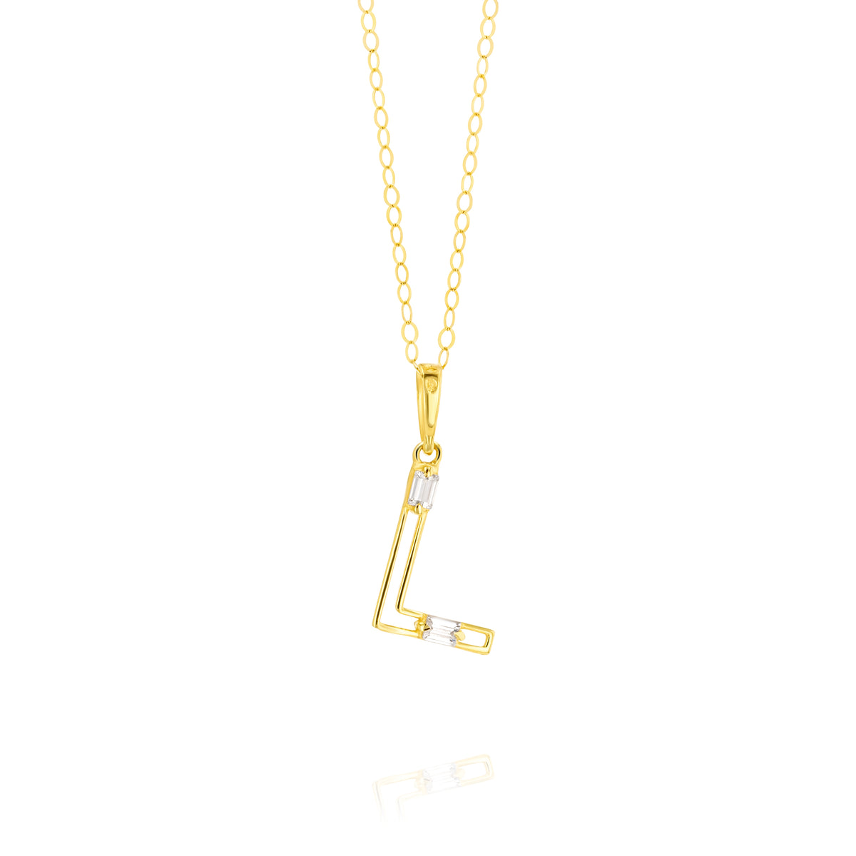 18K Pure Gold Fine Letter L Necklace
