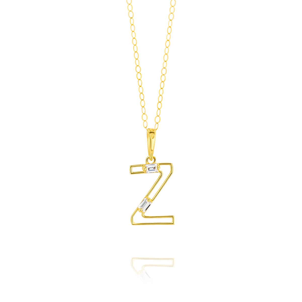 18K Pure Gold Fine Letter Z Necklace