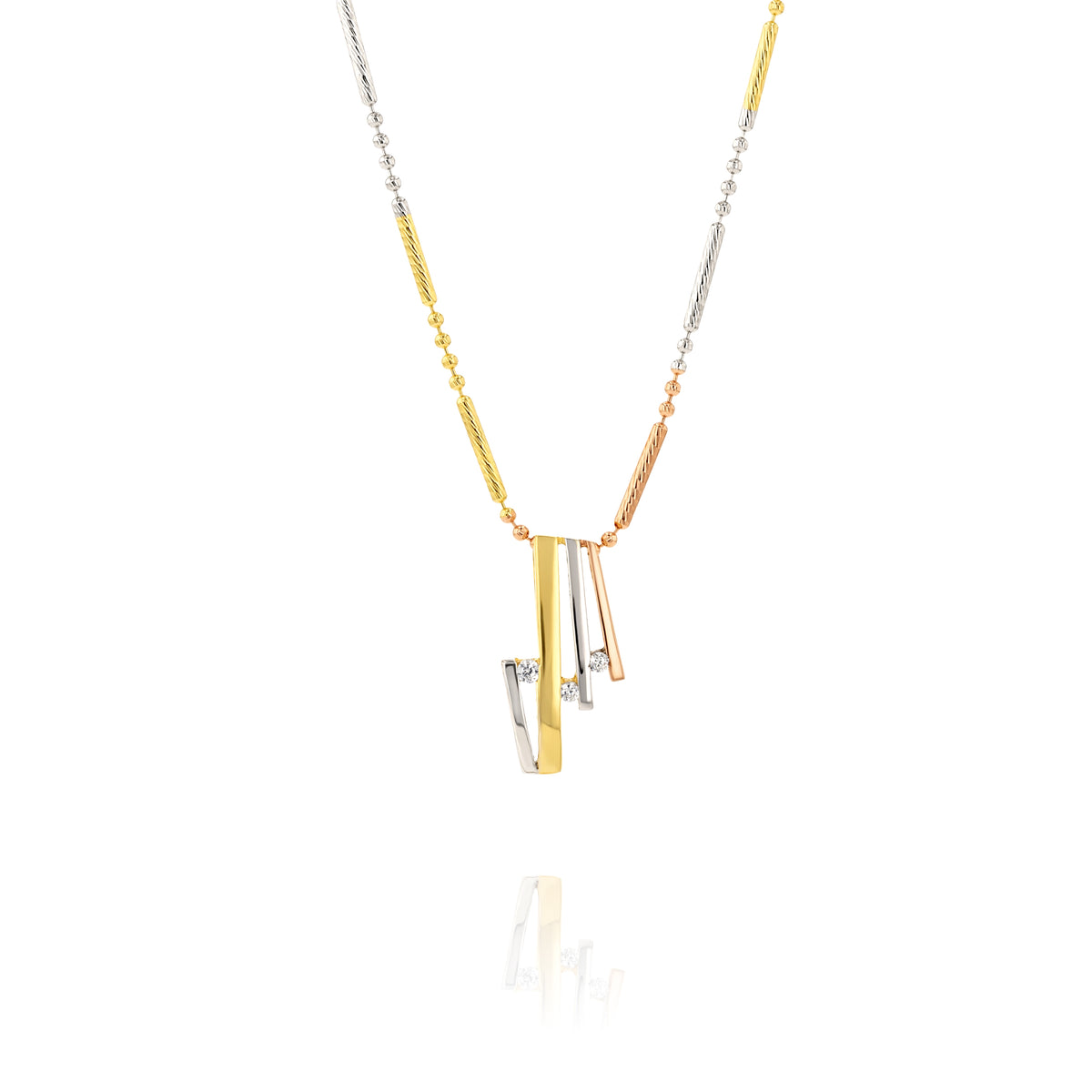 18K Pure Gold TRI Color Necklace