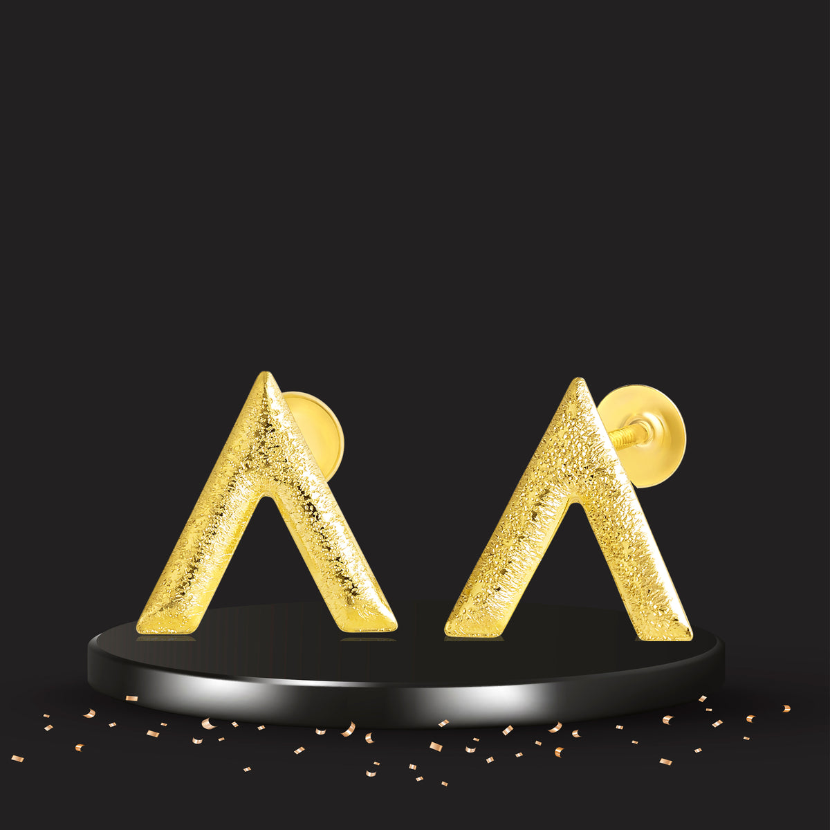 18K Pure Gold V Screw Earring Set – Tala Gold Collection