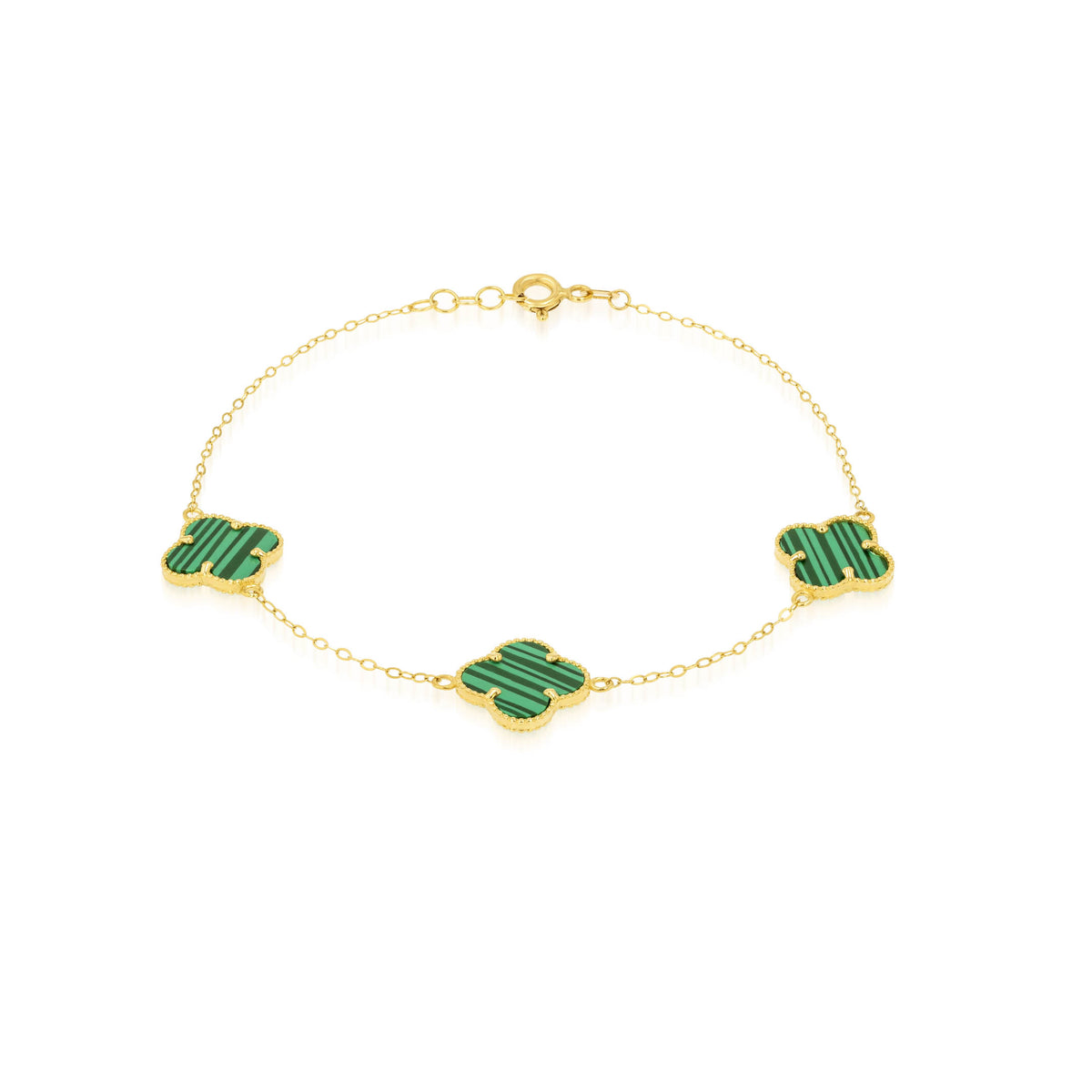 18K Pure Gold V.C Green Flower Bracelet