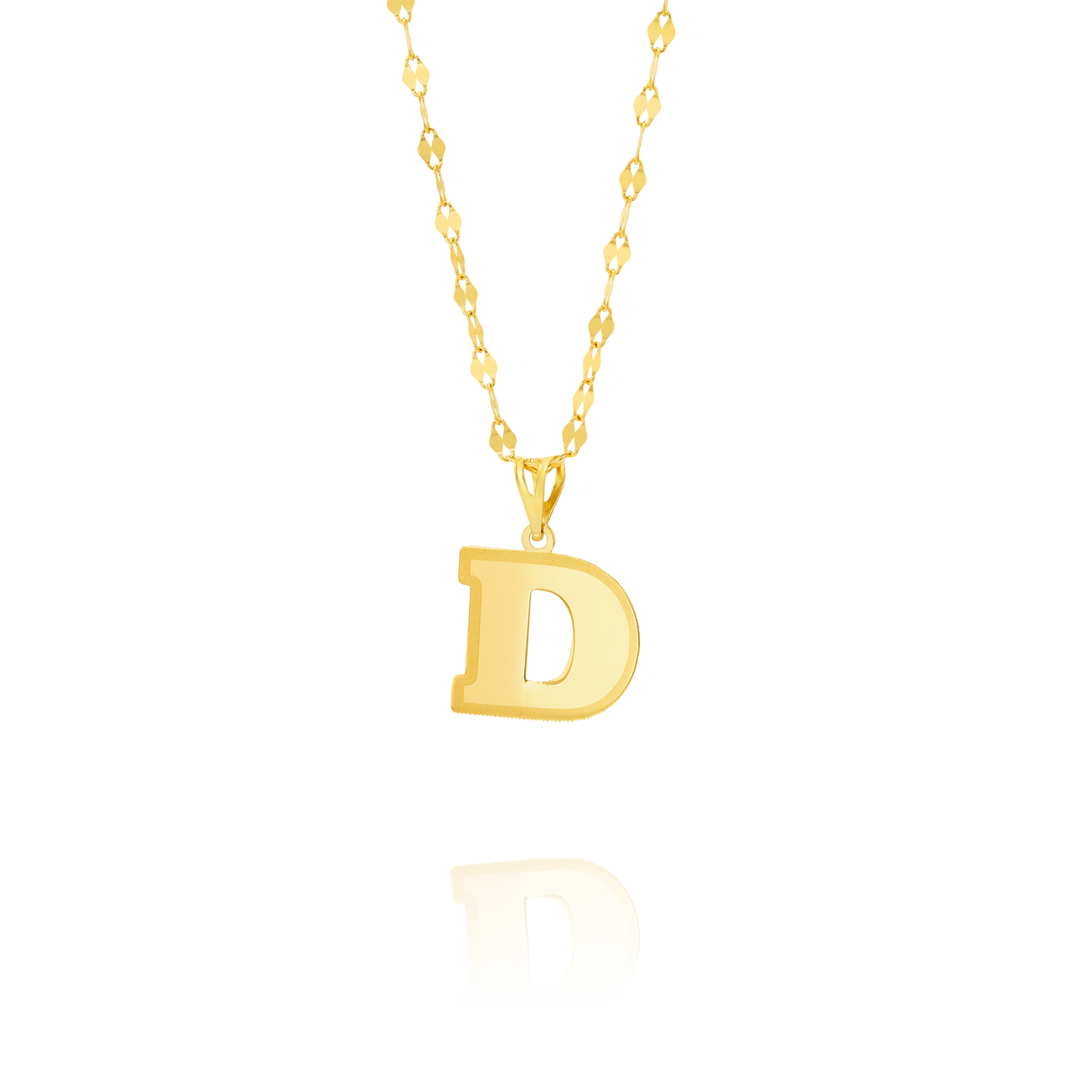 18K Pure Gold Letter D Necklace