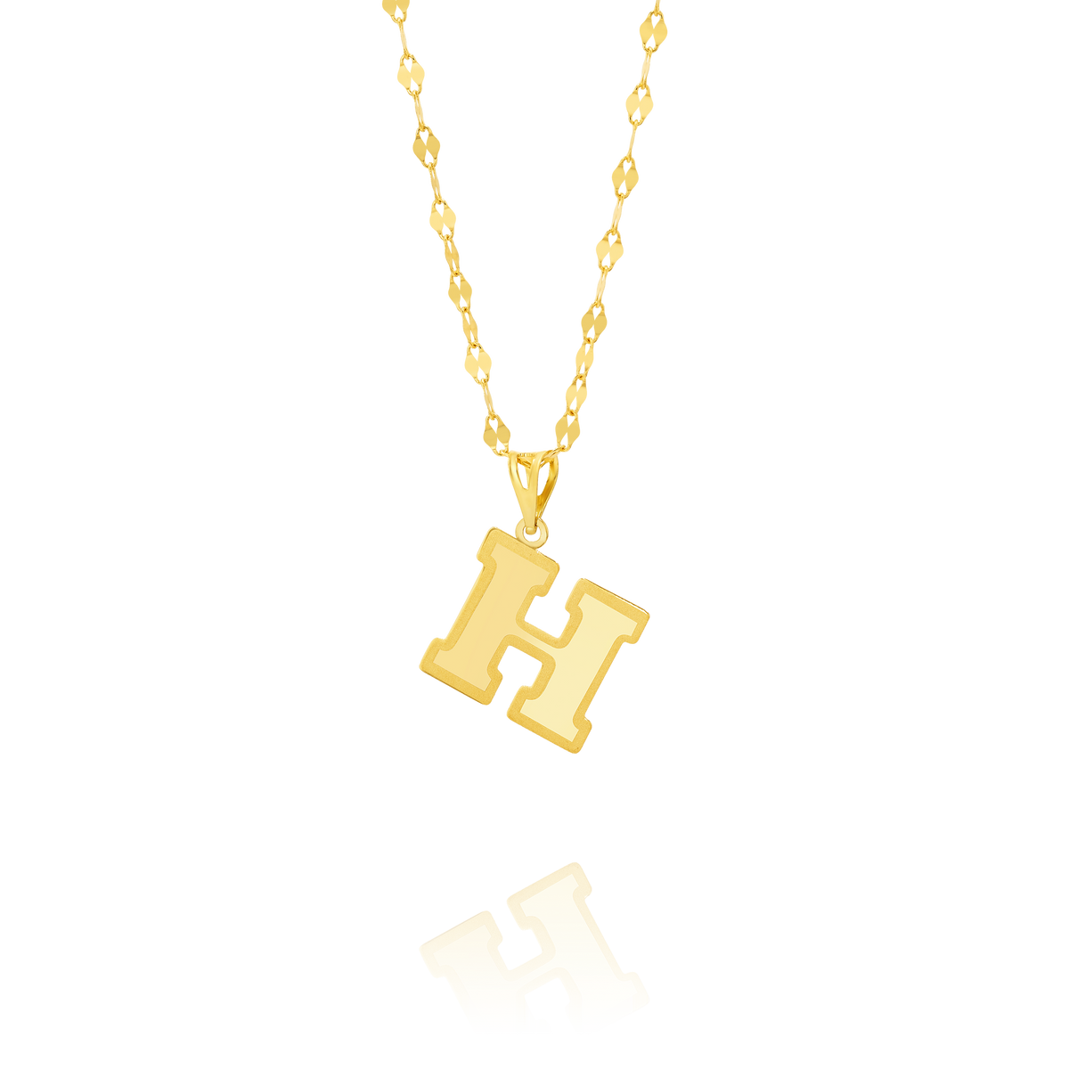 18K Pure Gold Letter H Necklace