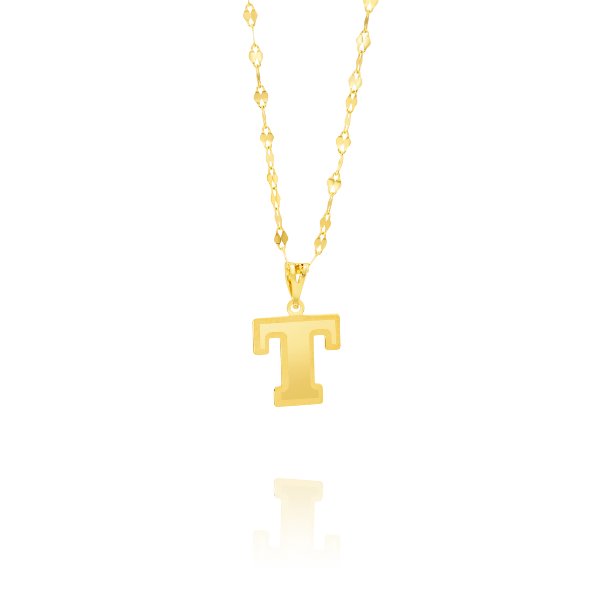 18K Pure Gold Letter T Necklace