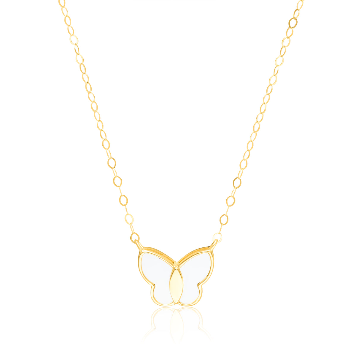 18K Pure Gold Butterfly White Necklace Talagold – Tala Gold Collection