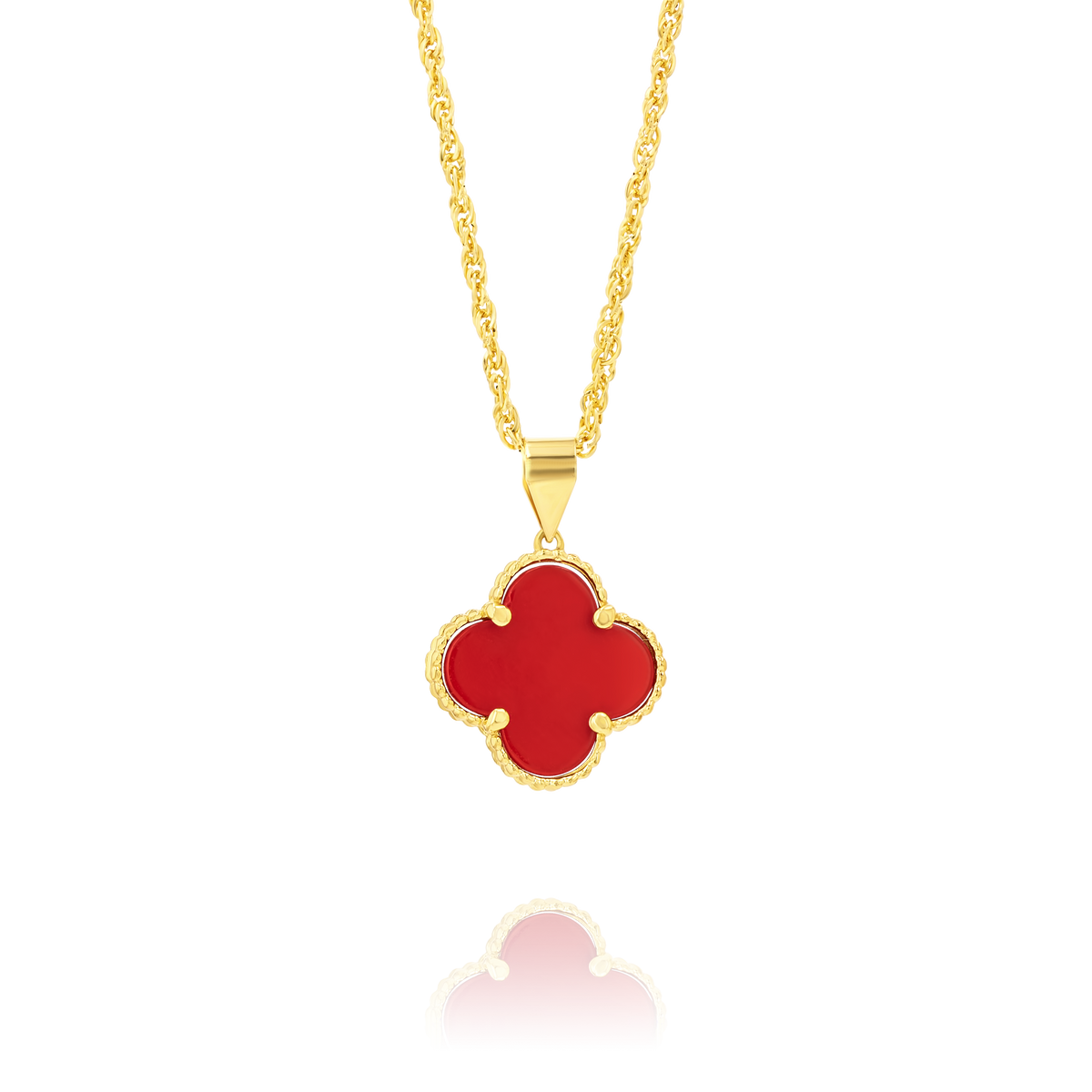 18K Pure Gold V.C Red Flower Necklace – Tala Gold Collection