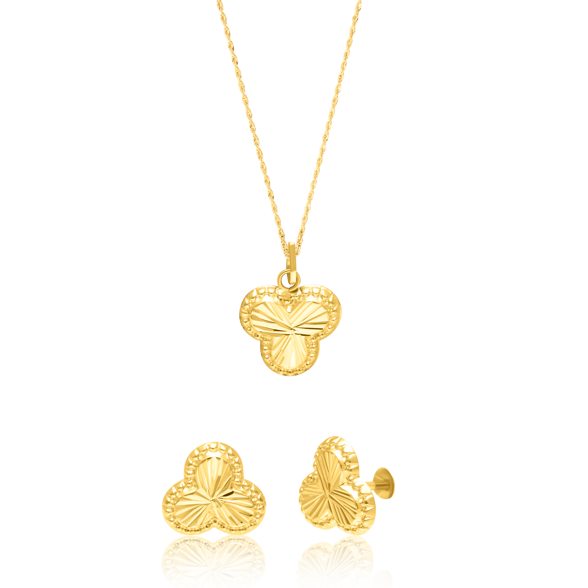 18K Pure Gold Flower Screw Jewelry Set Talagold – Tala Gold Collection