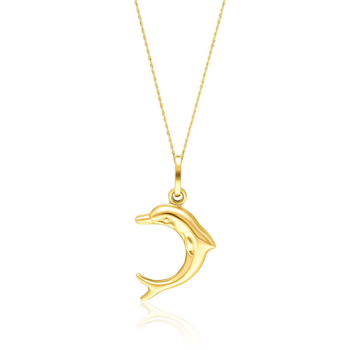 18K Pure Gold Dolphin Necklace Talagold