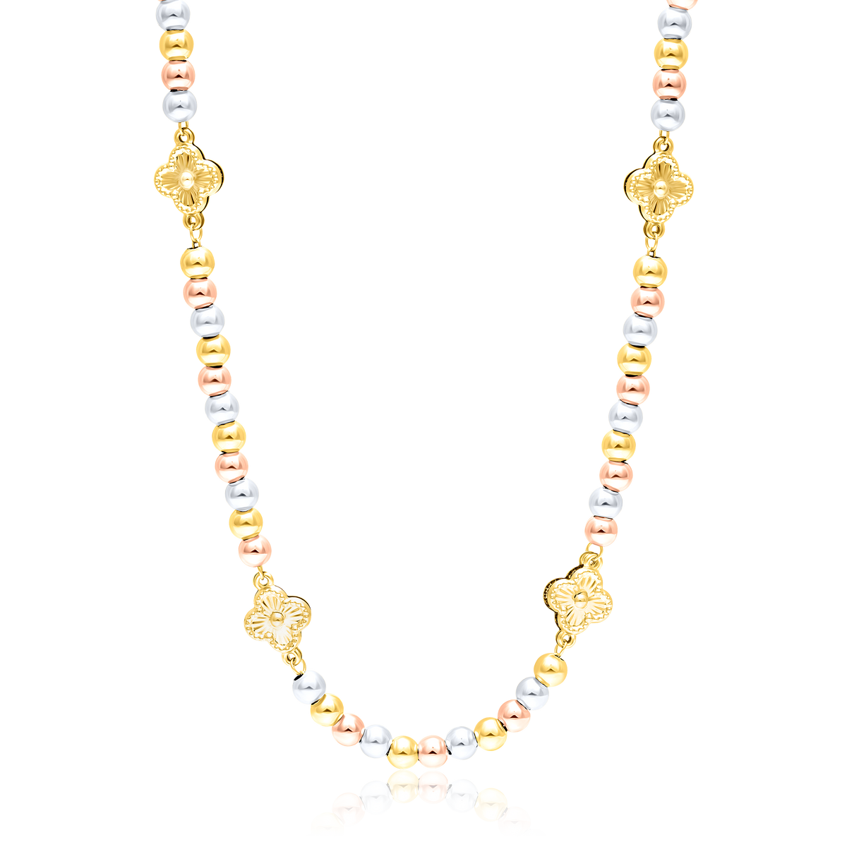 18K Pure Gold 3 Color Seed Flower Chain Talagold