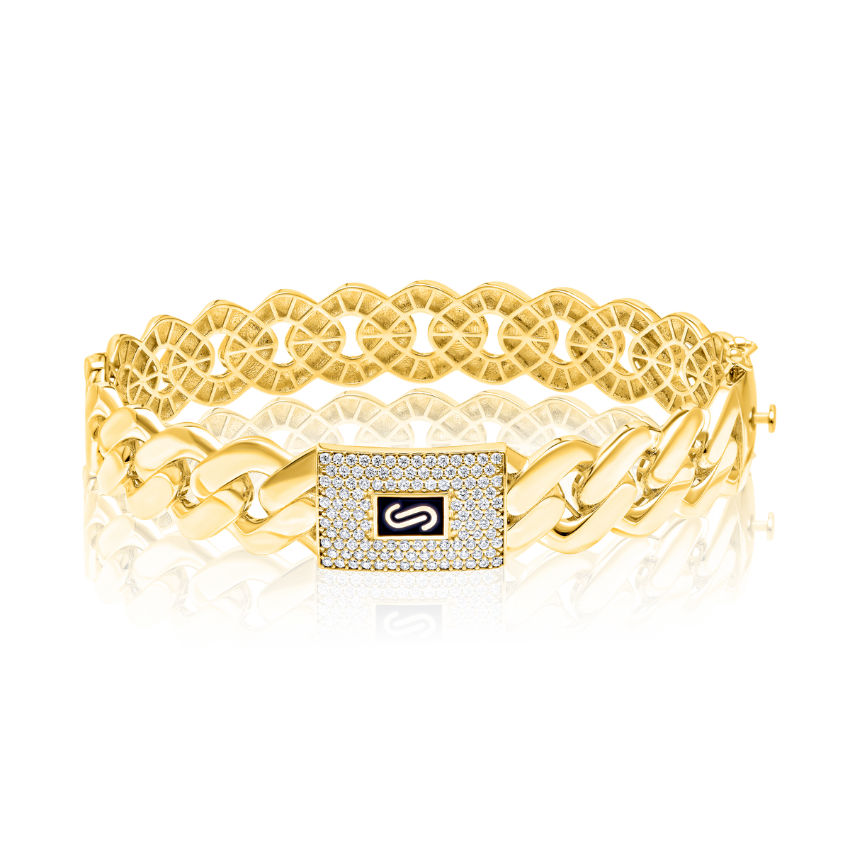 18K Pure Gold Elegant Thick Linked Bangle Talagold – Tala Gold Collection