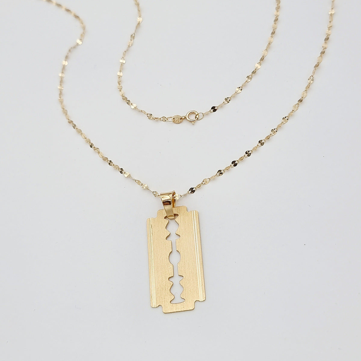 18K Pure Gold Blade Design Necklace