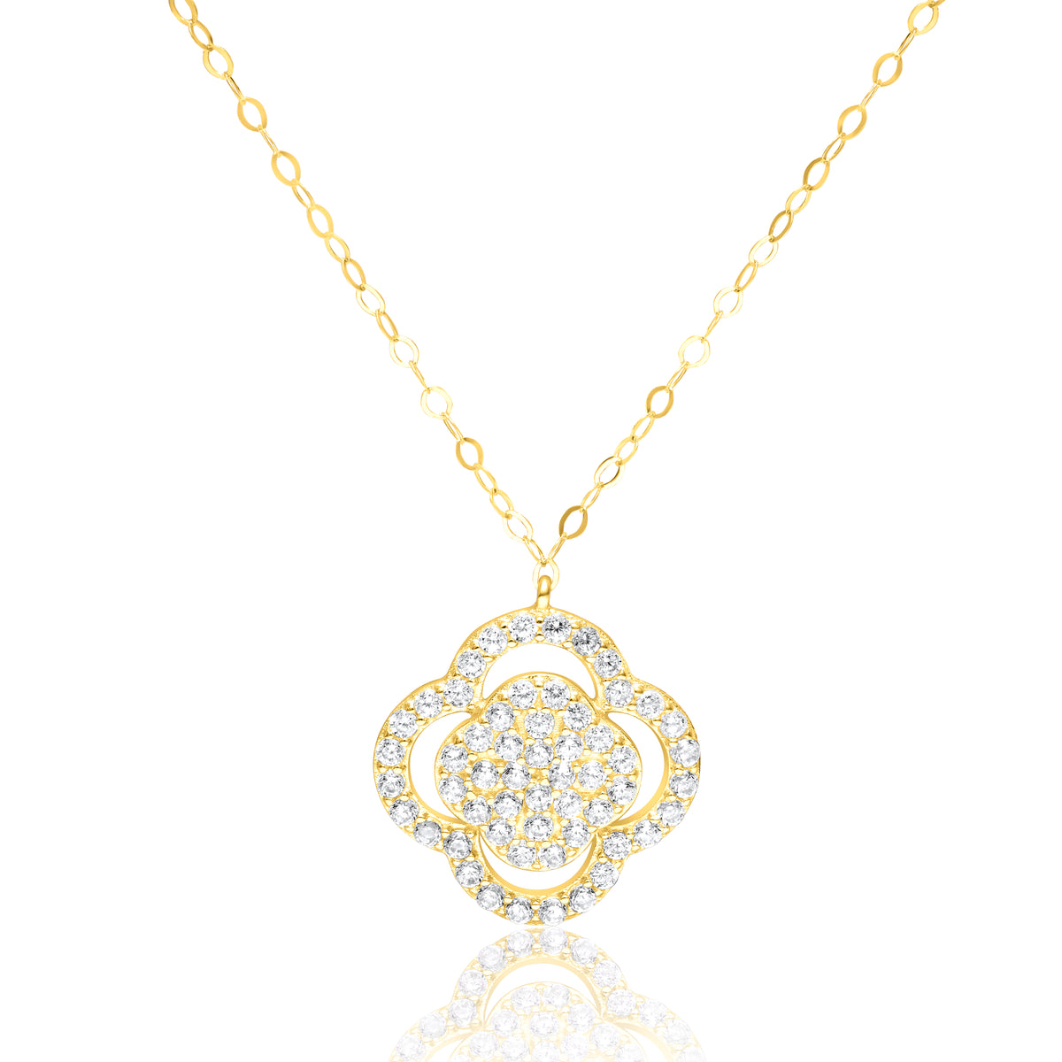18K Pure Gold Stone Flower Necklace Talagold – Tala Gold Collection