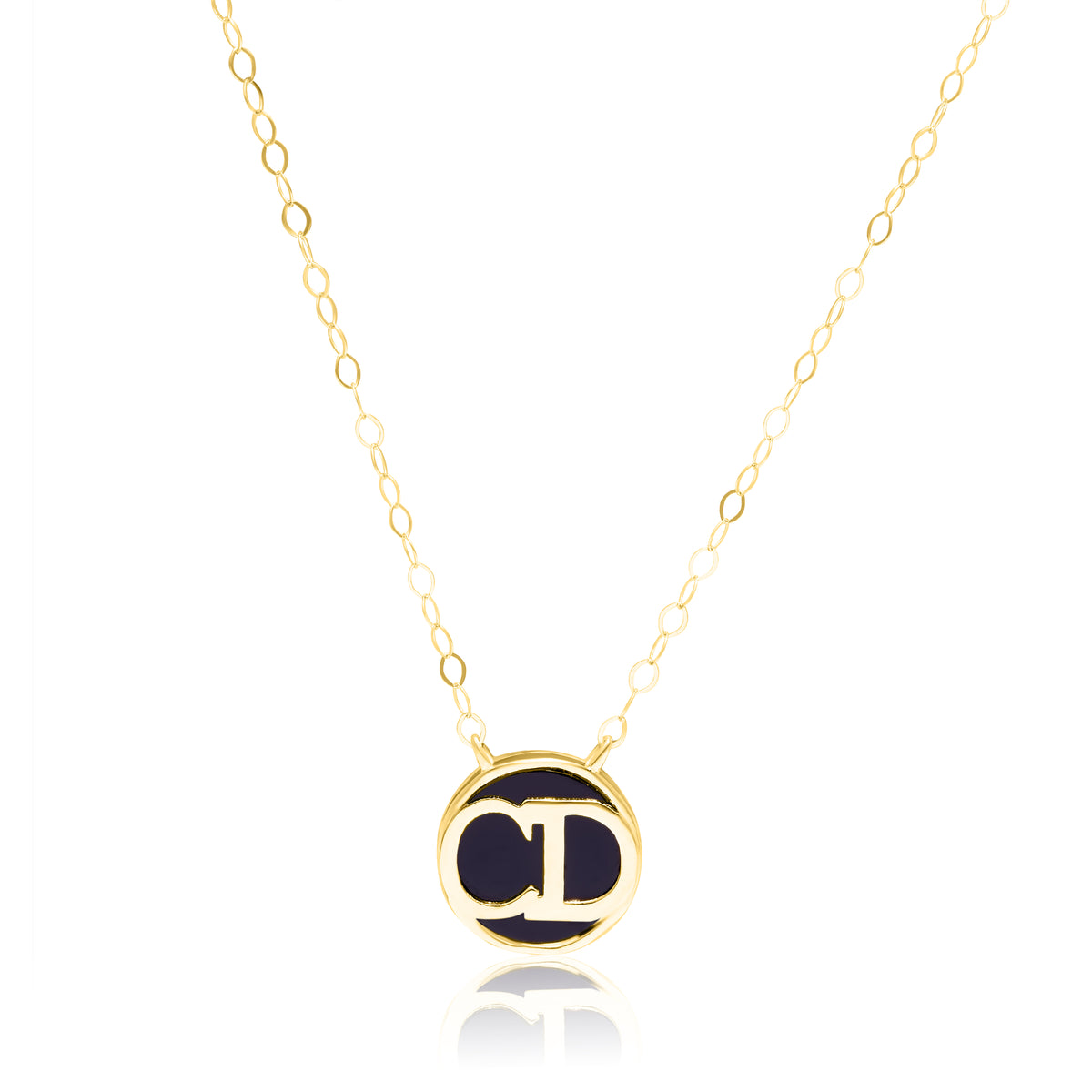 18K Pure Gold Black C.D Necklace Talagold