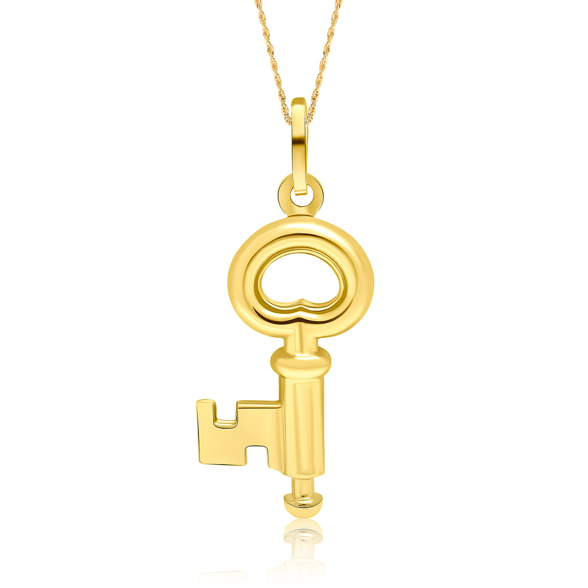 18K Pure Gold Key Necklace Talagold