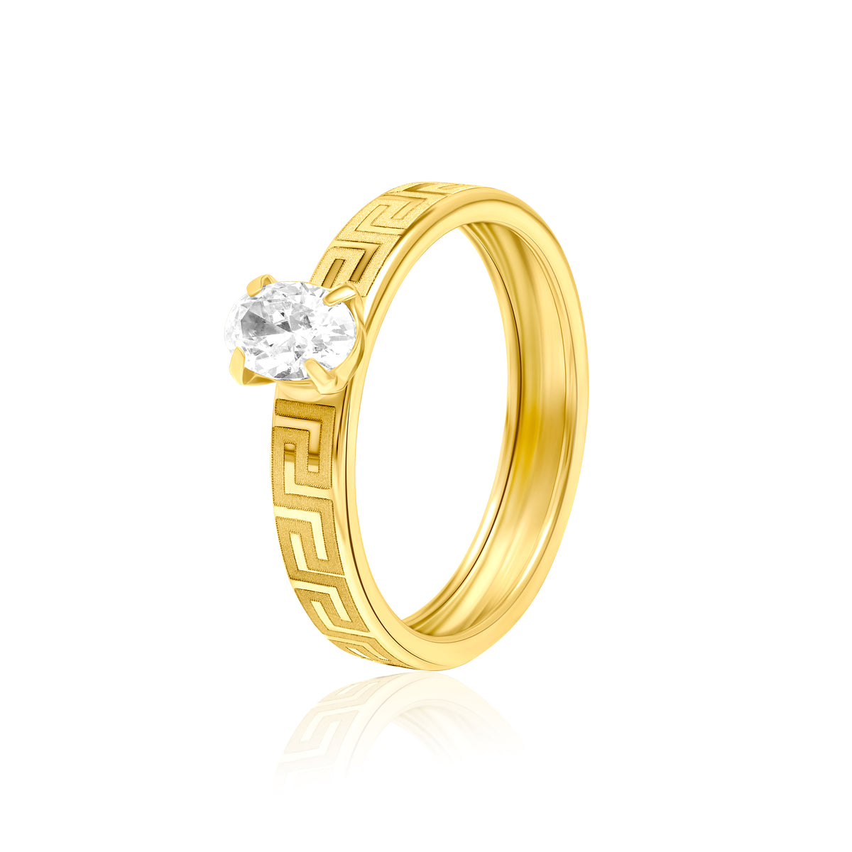 18K Pure Gold Round Stone Ring Talagold