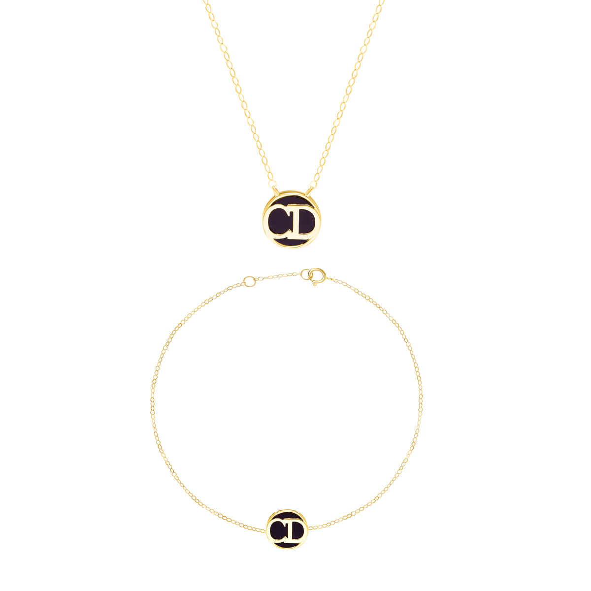 18K Pure Gold Black C.D Jewelry Set Talagold