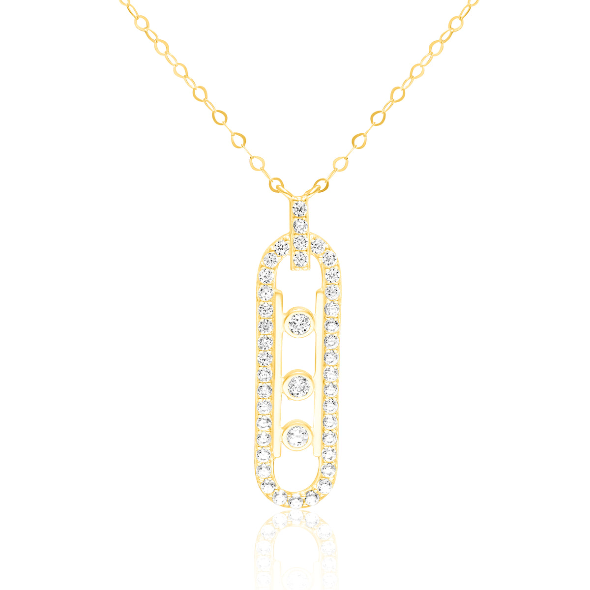 18K Pure Gold Stone Long Oval Necklace Talagold – Tala Gold Collection