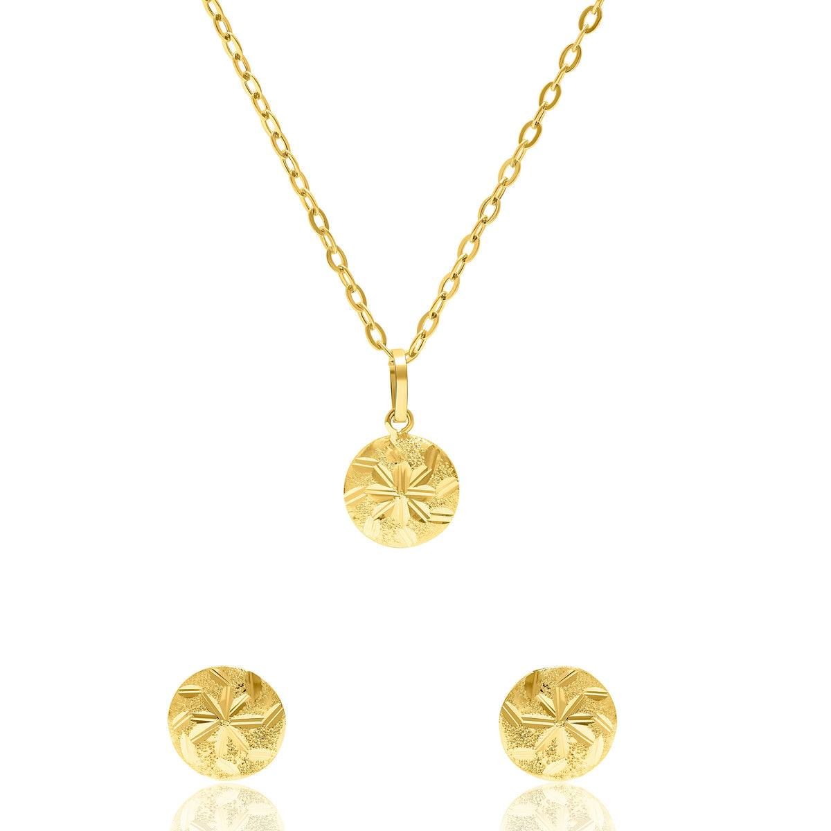 18K Pure Gold Small Round Jewelry Set Talagold – Tala Gold Collection