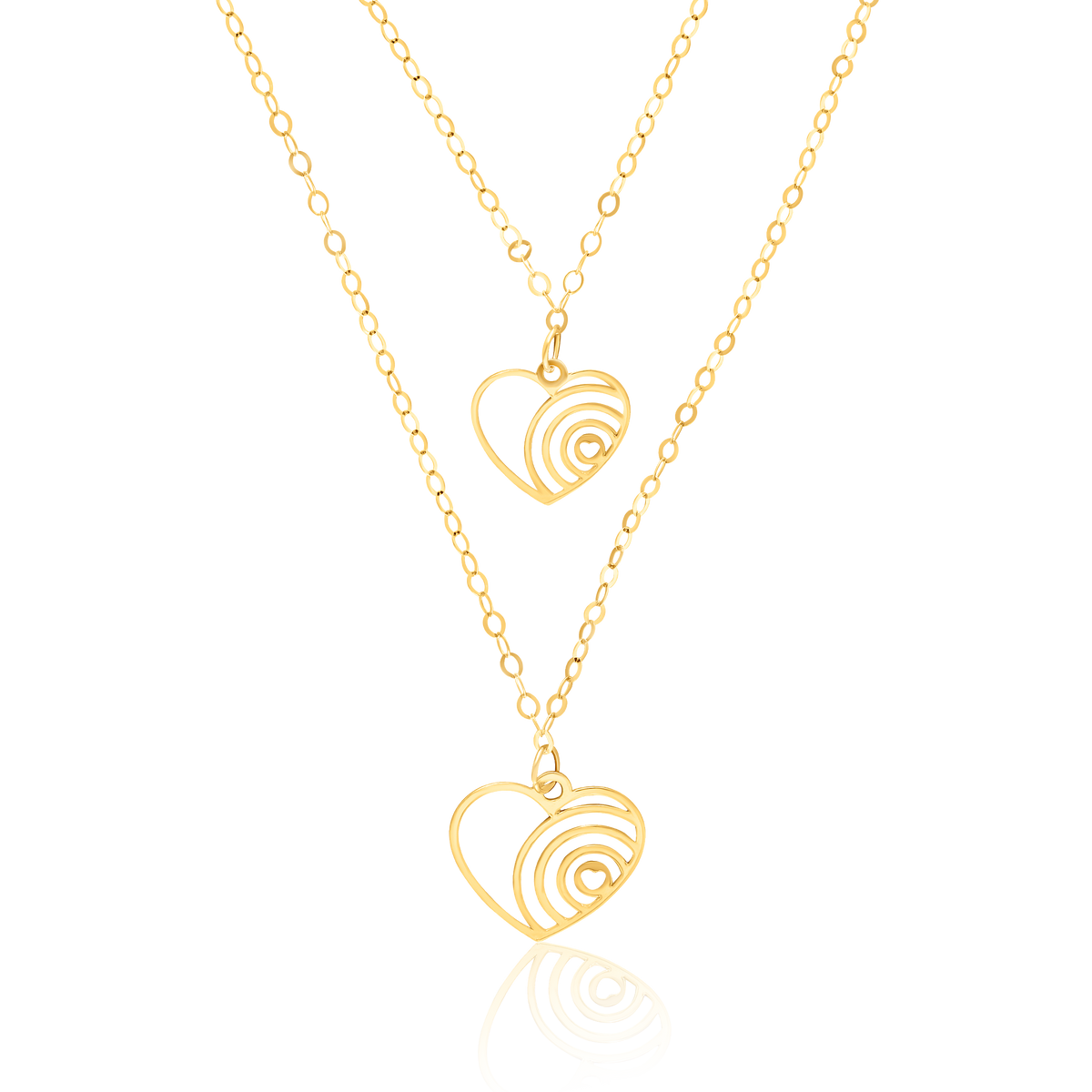 18K Pure Gold 2 Layer Heart Necklace Talagold