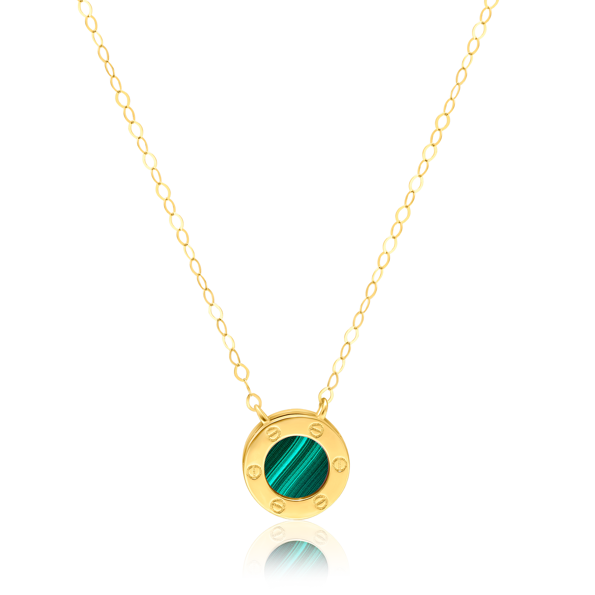18K Pure Gold Round Green Necklace Talagold – Tala Gold Collection