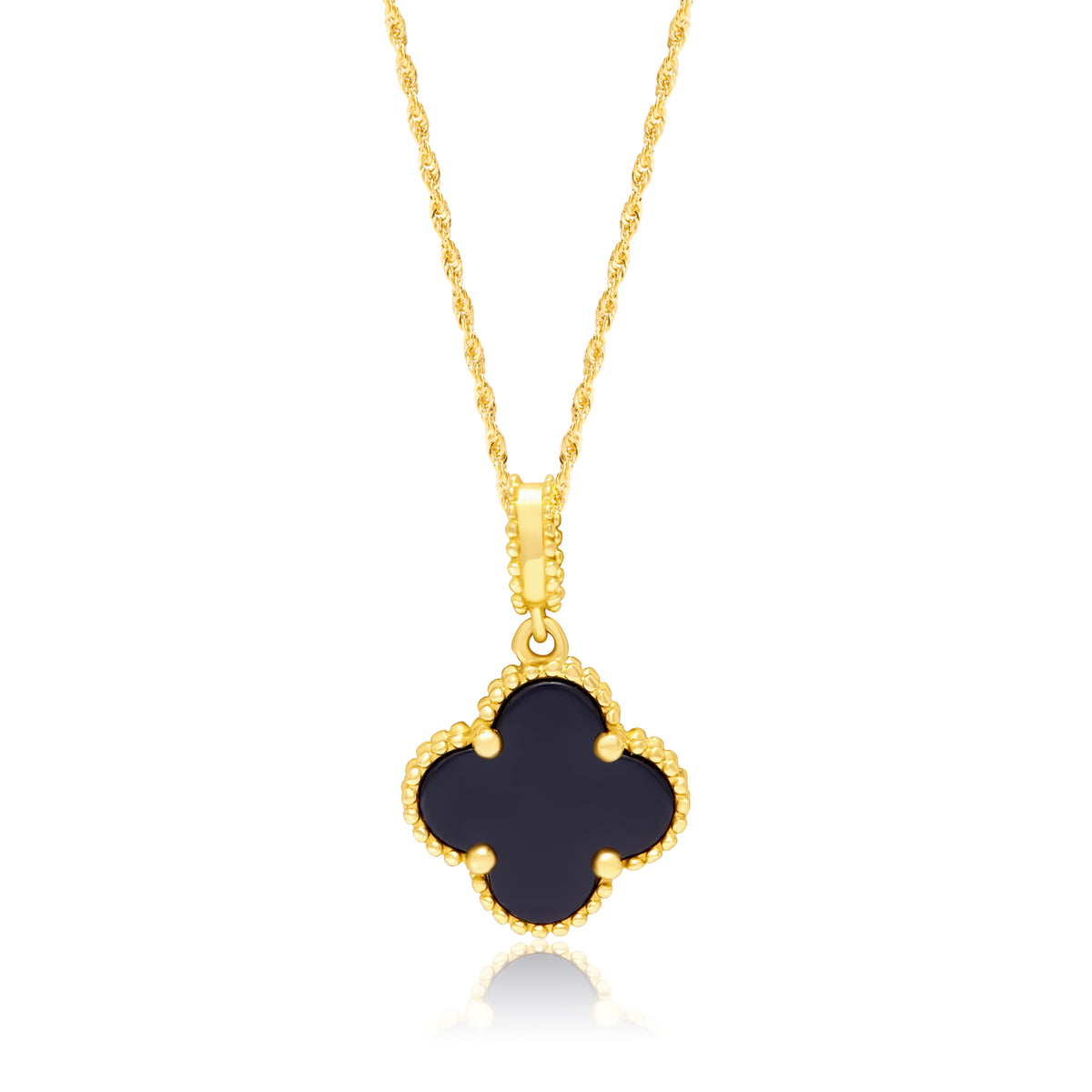 18K Pure Gold Black Flower Necklace Talagold – Tala Gold Collection