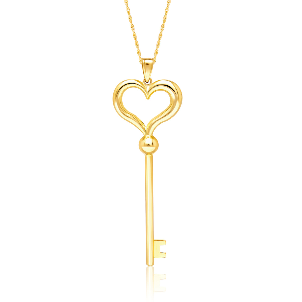18K Pure Gold Heart Key Necklace Talagold