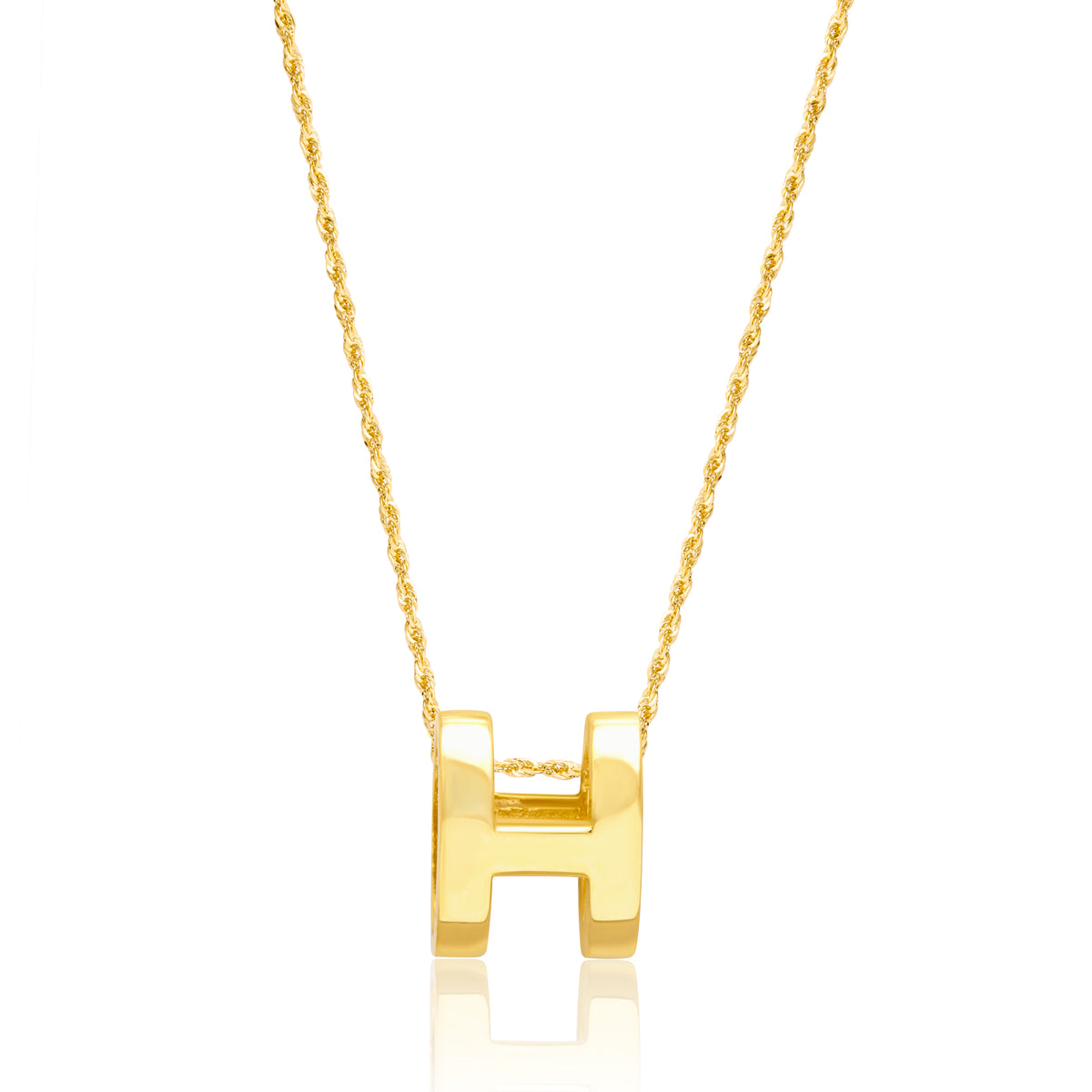 18K Pure Gold H Necklace Talagold