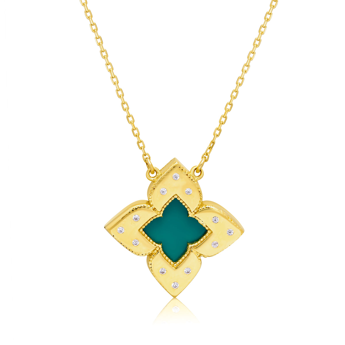 18K Pure Gold Green Flower Necklace Talagold – Tala Gold Collection