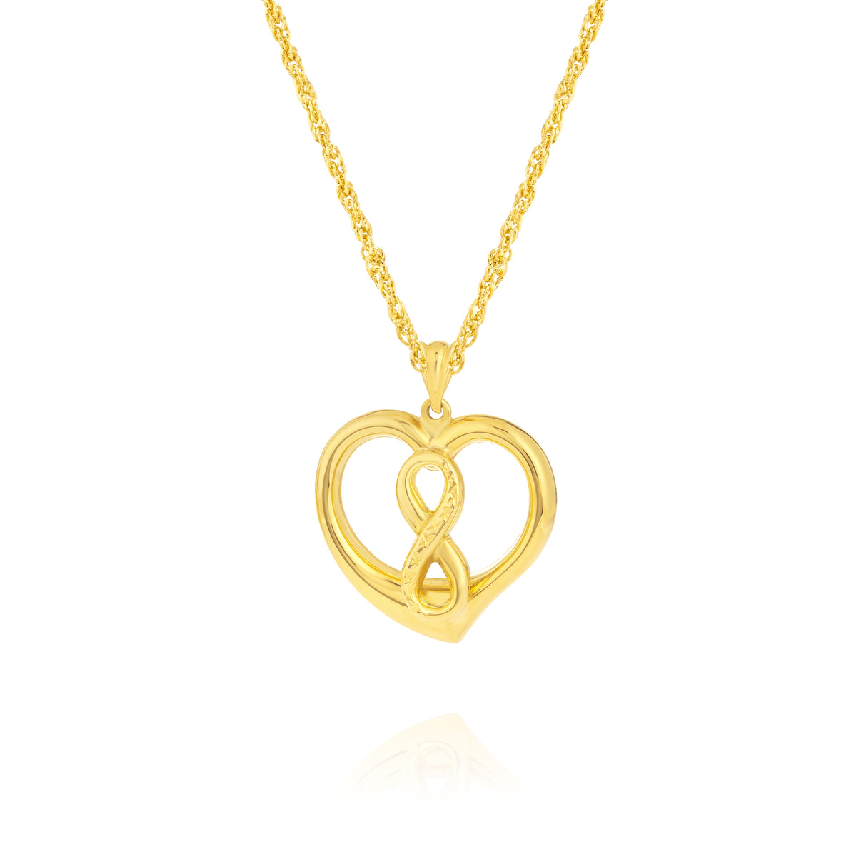 18K Pure Gold Infinity Heart Necklace