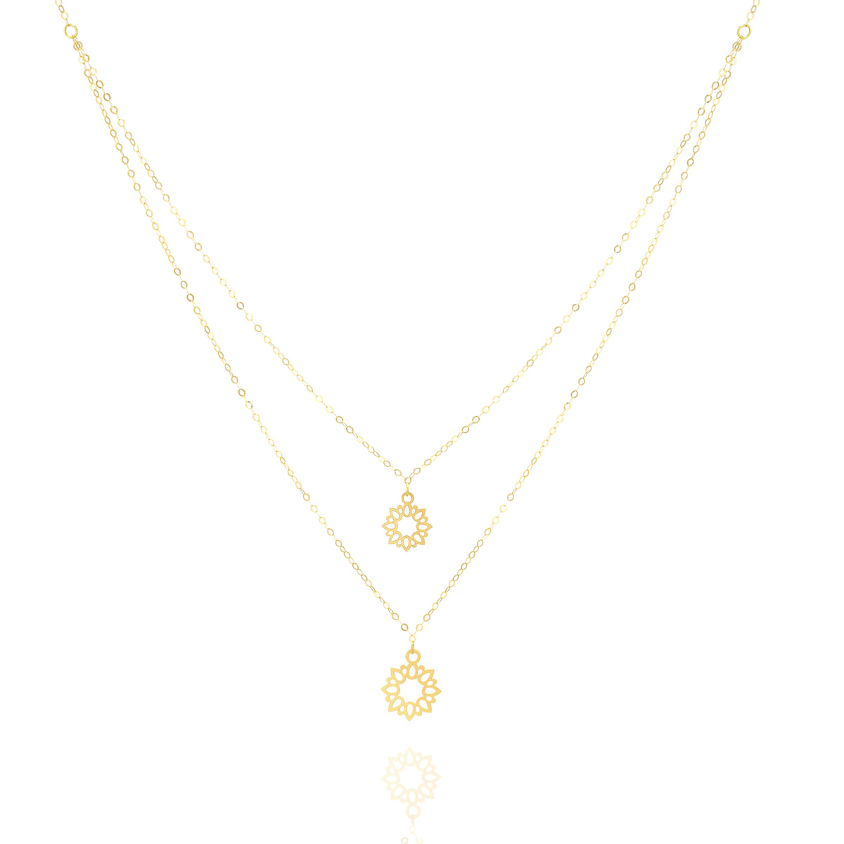 18K Pure Gold 2 Layer Flower Necklace – Tala Gold Collection