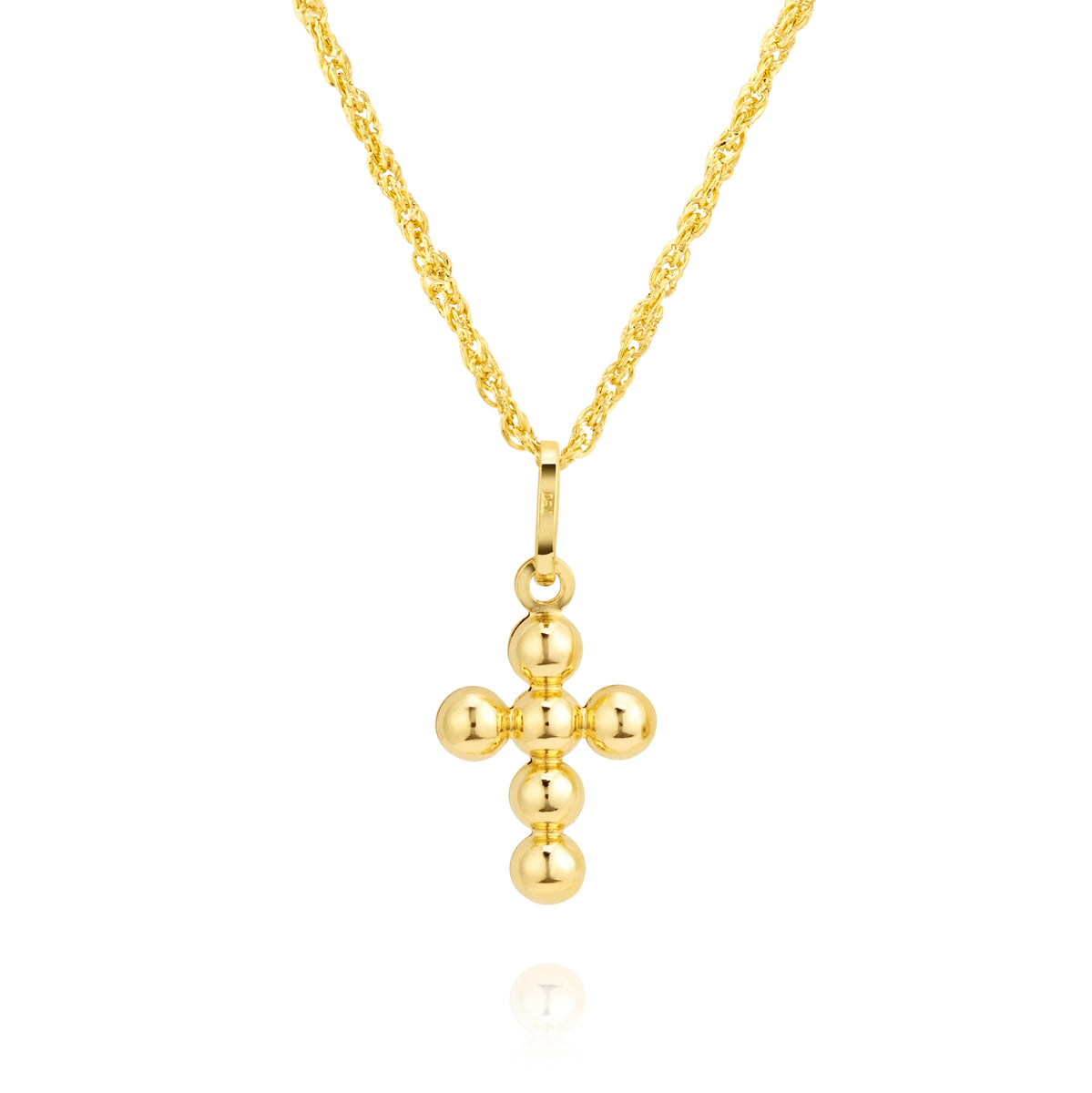 18K Pure Gold Bubble Cross Necklace