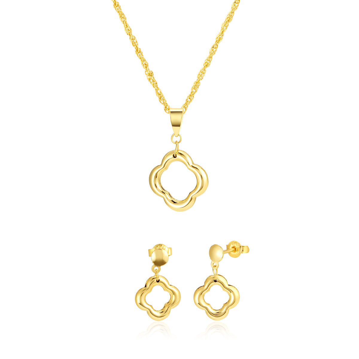 18K Pure Gold Hollow Flower Jewelry Set – Tala Gold Collection