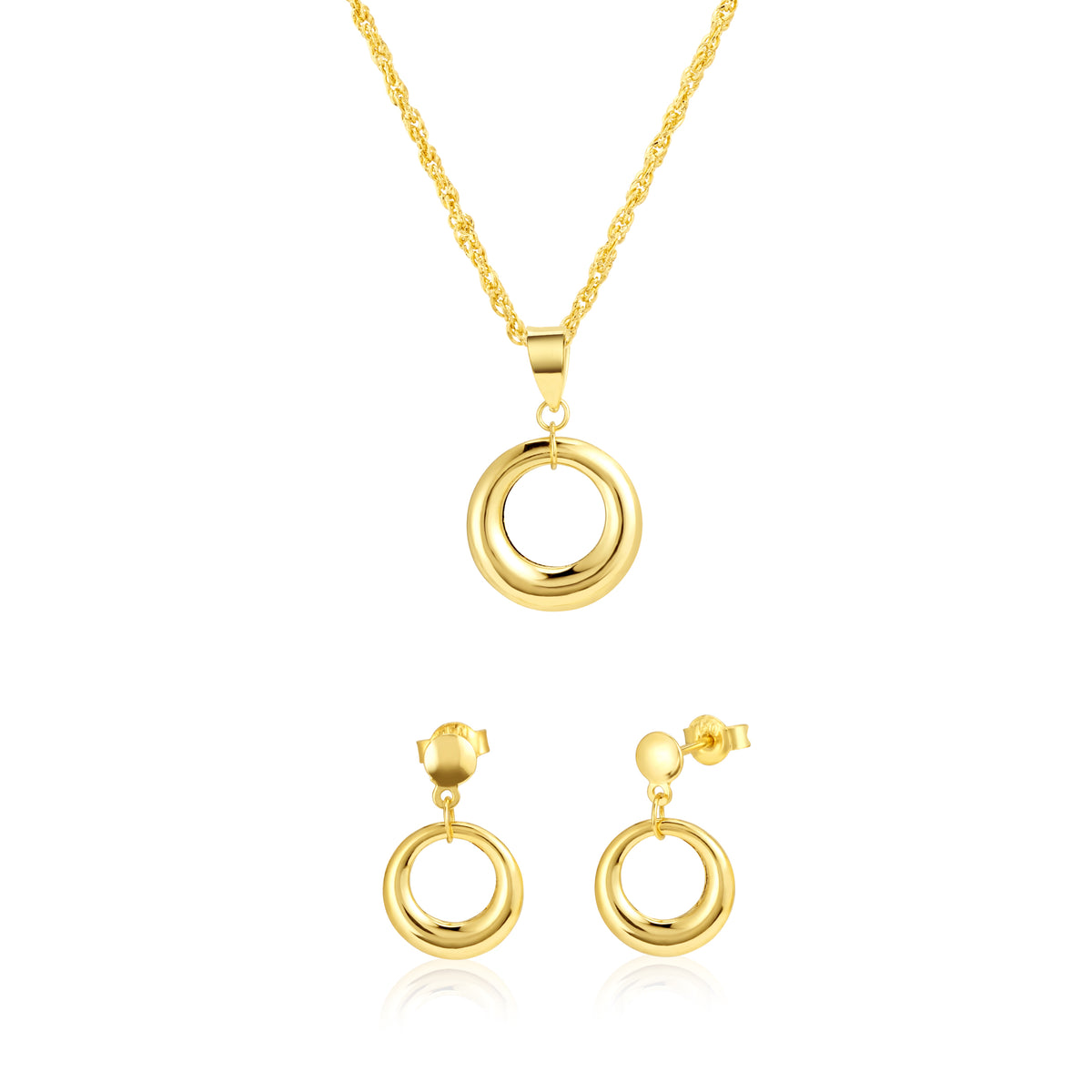18K Pure Gold Hollow Round Jewelry Set – Tala Gold Collection
