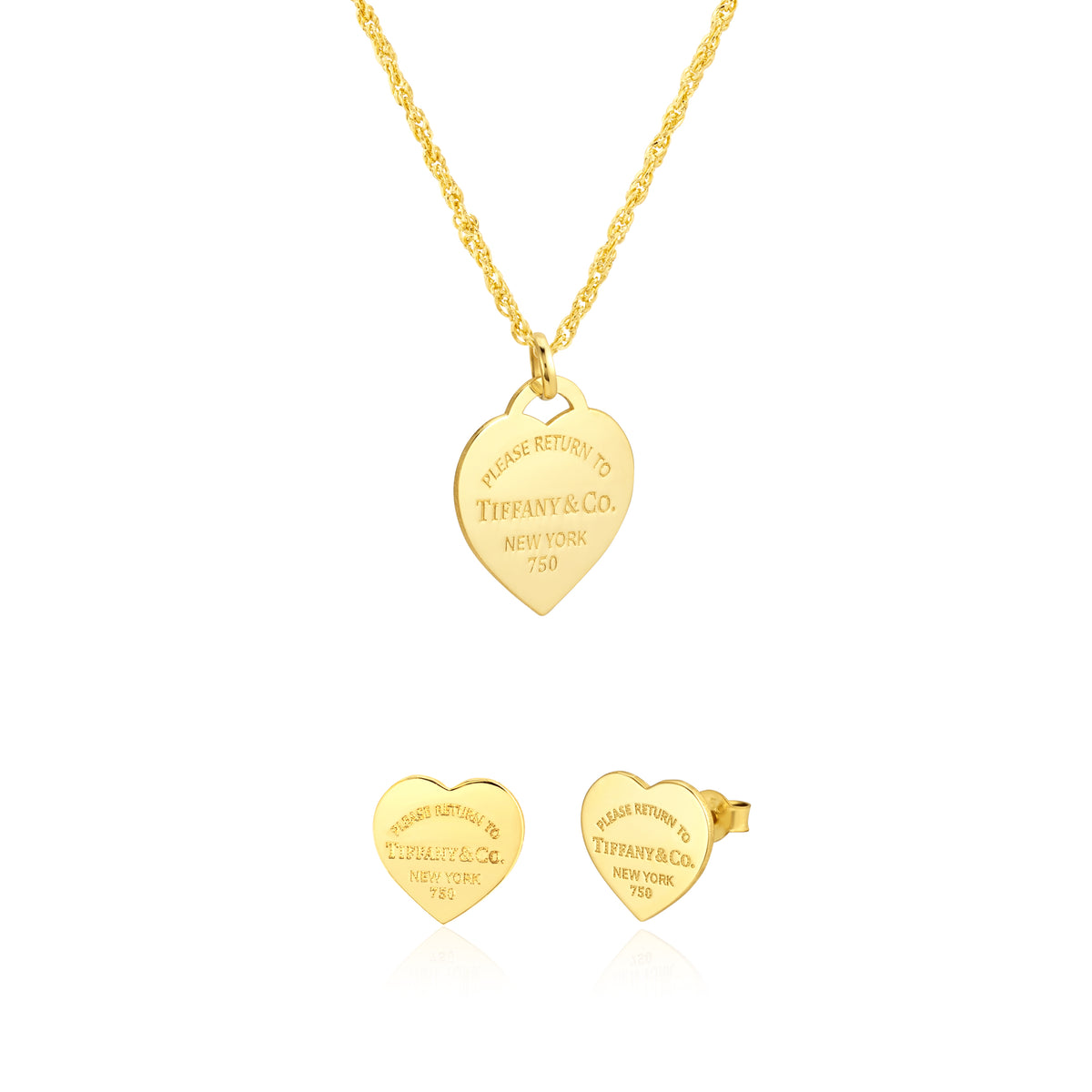 18K Pure Gold Elegant Heart Jewelry Set – Tala Gold Collection
