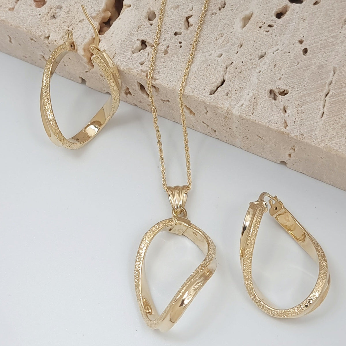 18K Pure Gold Elegant Clip Jewelry Set | Gold Jewelry Set | 18K Gold ...