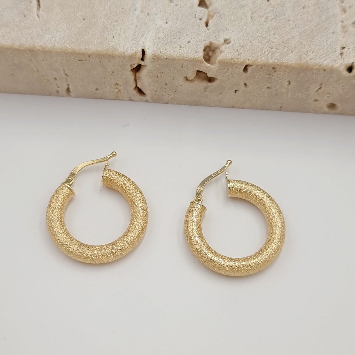 18K Pure Gold Thick Round Earring Set – Tala Gold Collection