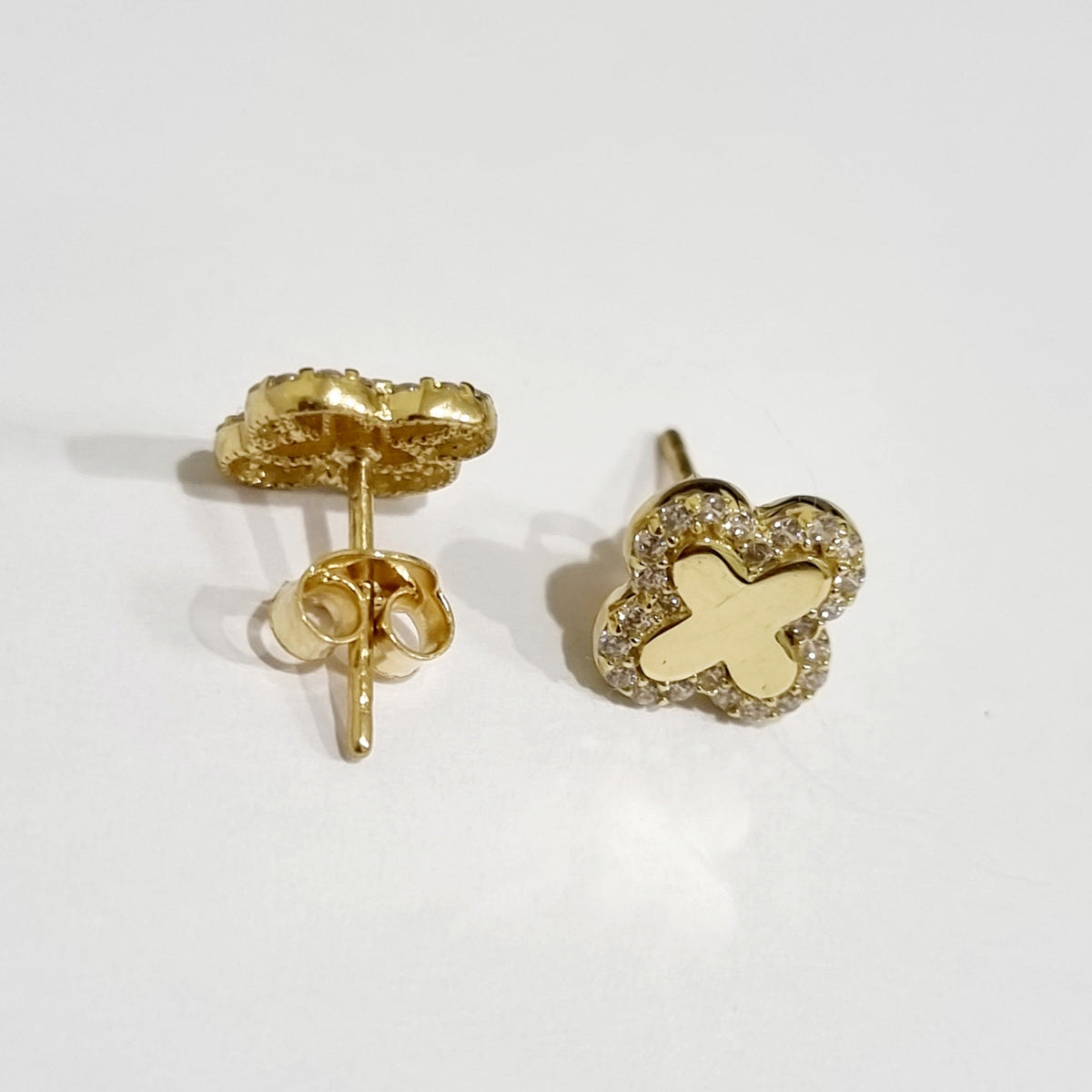 18K Pure Gold Flower Stone Earring Set – Tala Gold Collection