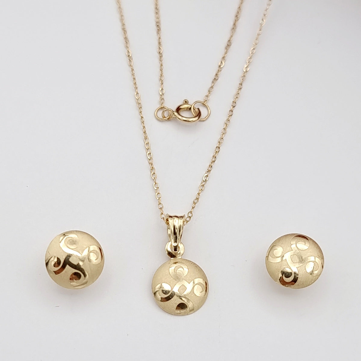 18K Pure Gold Fine Round Jewelry Set