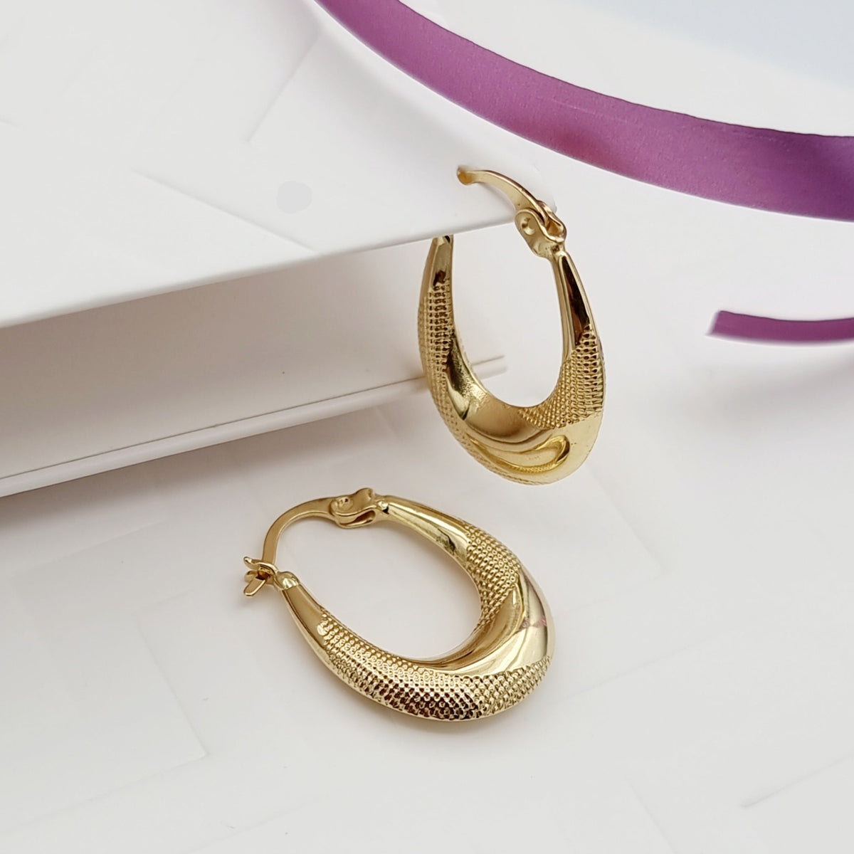 18K Pure Gold Oval Earring Set – Tala Gold Collection