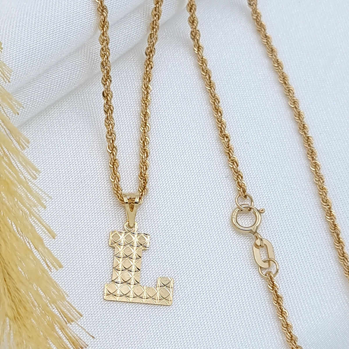 18K Pure Gold Letter L Necklace