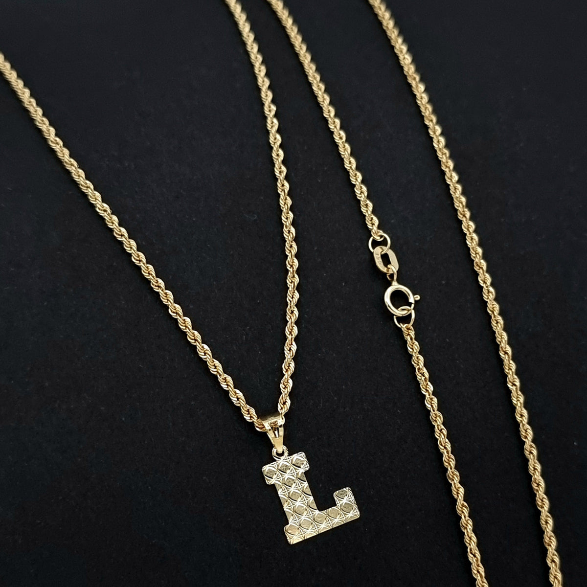 18K Pure Gold Letter L Necklace
