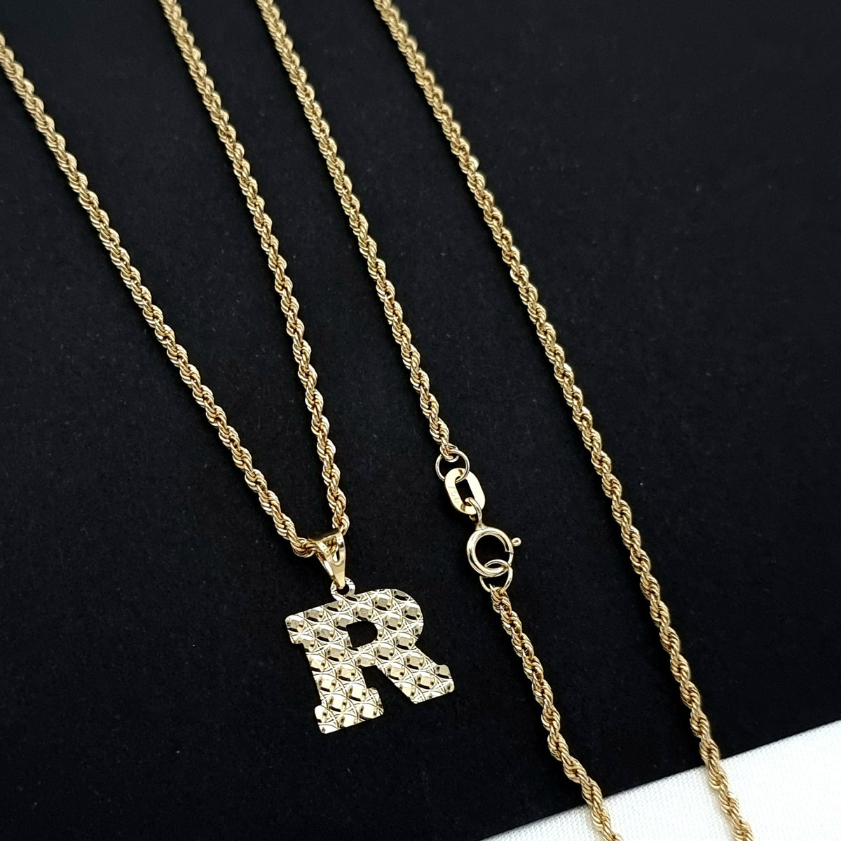 18K Pure Gold Letter R Necklace – Tala Gold Collection