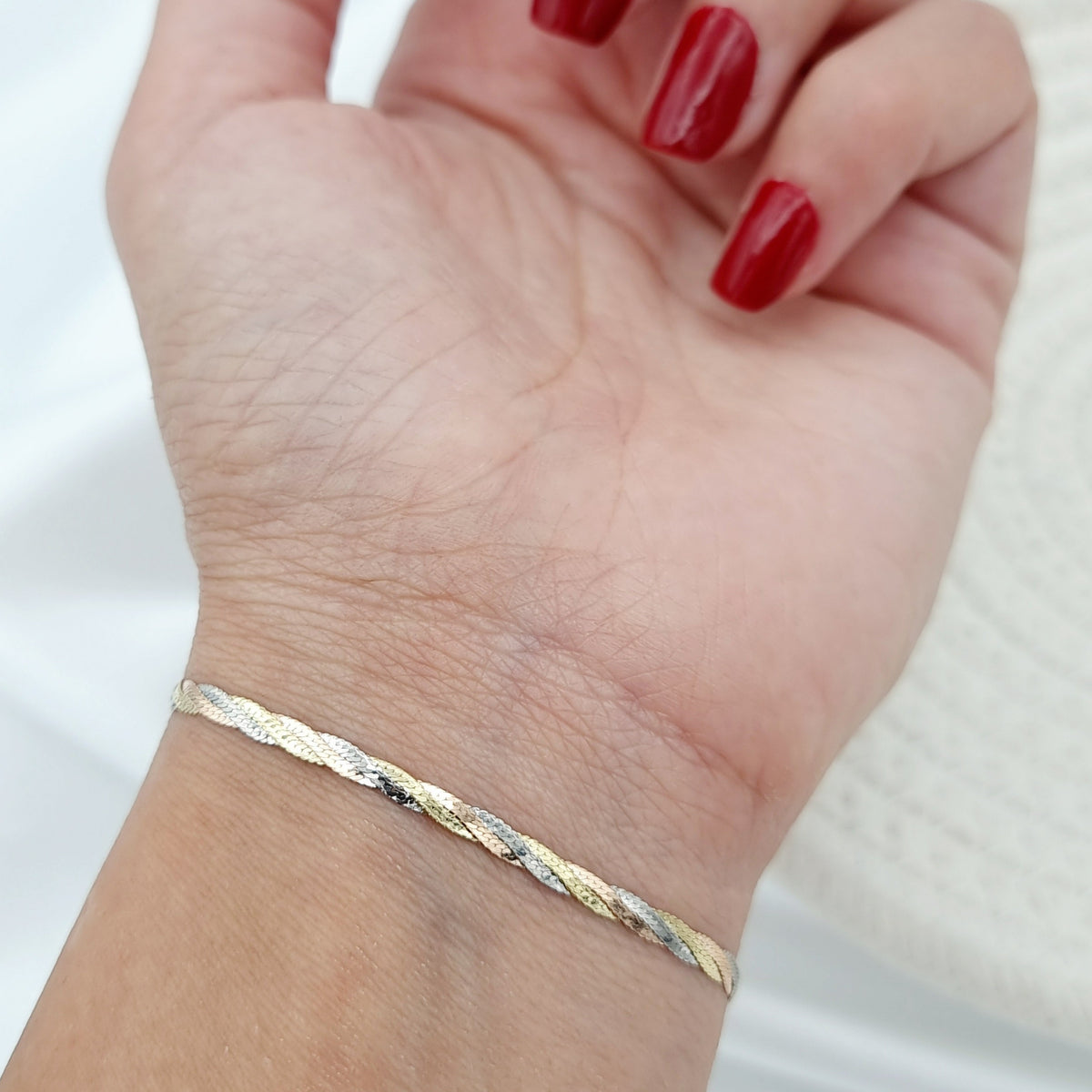 18K Pure Gold 3 Color Twisted Bracelet – Tala Gold Collection