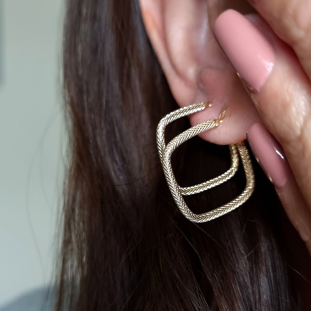 18K Pure Gold Square Earring Set – Tala Gold Collection